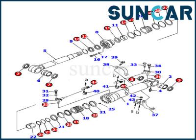 China Boom Cylinder Seal Kit 707-99-38720 Fits Komatsu Excavator PC160LC-7 Inner Repair Parts for sale