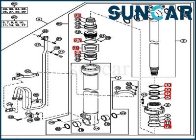 China 225DLC John Deere Components 4654421 Excavator Boom Hydraulic Cylinder Service Kit for sale