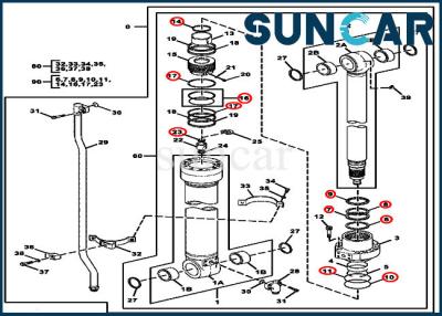 China 4654422 Arm Cylinder Seal Repair Service Kit For Models 220DW John Deere Construction Machinery for sale