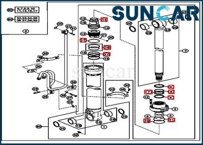 China Boom Cylinder Kits 4662889 Hydraulic Repair Sealing Kit Fits John Deere 220DW for sale