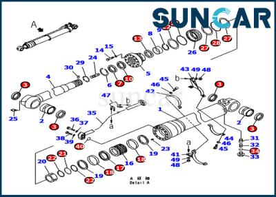 China 707-98-48610 Komatsu Excavator Seal Kits Arm Cylinder Repair Seal Kit For PC180 PC200 PC210 for sale