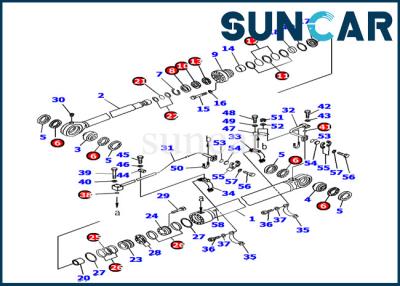 China Komatsu PC1800-6 Bucket Cylinder Seal Kit 707-99-77180 Excavator Service Kit Inner Repair Kit for sale