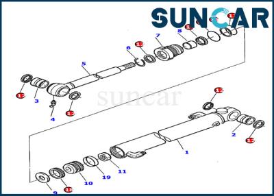 China 878000390 Komatsu Bucket Cylinder Seal Kit Excavator Sealing Kit Fits excavator PC20-7 for sale