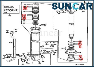 China AH155040 Hydraulic Bucket Cylinder Kit Deere Seal Kits Fits 160LC 350GLC 350DLC Excavator for sale