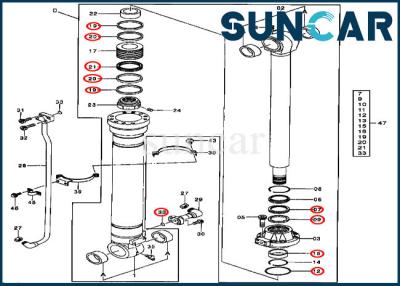 China AT264430 Bucket Cylinder Hydraulic Seal Kit John Deere  330LCR 450CLC Excavator Repair Kits for sale