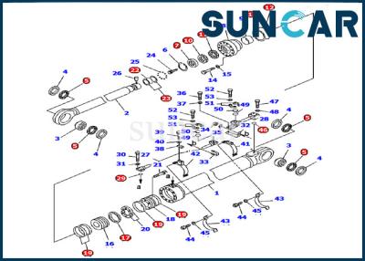 China 707-99-85280 Arm Cylinder Sealing Kit Hydraulic Service Kit For Komatsu Excavator PC1600-1 Model for sale
