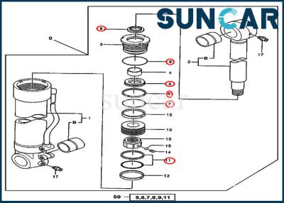 China 600C 550LC John Deere 4384450 Excavator Hydraulic Removal Device Cylinder Seal Kit for sale