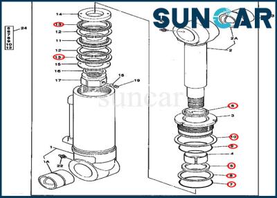 China 4240084 Blade Cylinder Seal Kit Excavator Hydraulic Service Kits For 595D John Deere for sale