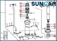 China 4364916 Super Long Boom Arm Cylinder Components For 200LC JOHN DEERE Repair Seal Kit for sale