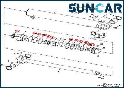China JOHN DEERE FYD00000072 Arm Cylinder Seal Kits Excavator Repair Sealing Kit for sale