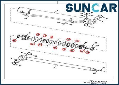 China FYD00000077 Deere Arm Repair Seal Kit Excavator Hydraulic Cylinder Service Kit for sale