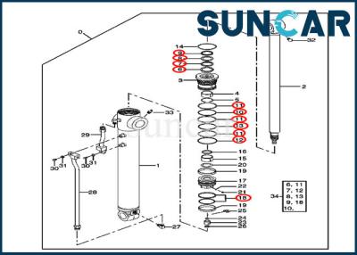 China Arm Sealing Kit 4415584 Cylinder Replacement Oil Seal Kit For Excavator 80 80C John Deere for sale
