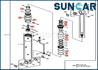 China 4696459 Swing Cylinder Repair Sealing Kit Deere 85D 85G Hydraulic CYL Oil Seal Kits for sale