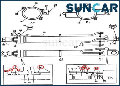 China Case Parts CX800 LZ00439 Arm Repair Seal Kit Crawler Excavator Cylinder Sealing Kit for sale
