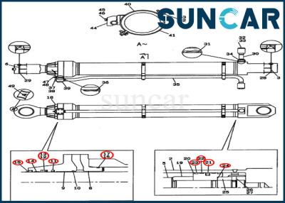 China LZ00313 Bucket Cylinder Service Kit CX800 Case Excavator Hydraulic Arm Sealing Kit for sale