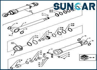 China LZ013490 Arm Repair Seal Kits CX300D LC Crawler Excavator Case Cylinder Service Kit for sale