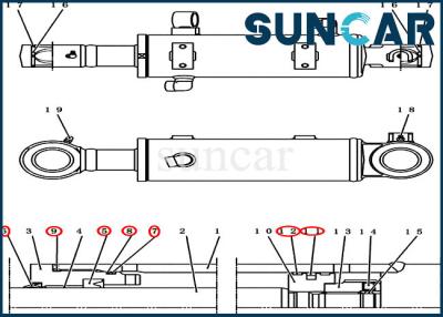 China PY01V00036R300 Dozer Cylinder Repair Seal Kit For Crawler Excavator CX50B CX55BMSR CX55B CASE for sale