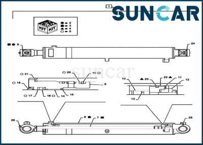China Boom Repair Seal Kit PS01V00001R400 Fits Case CX55B Cylinder Rod 55 MM Bore 90 MM Excavator for sale