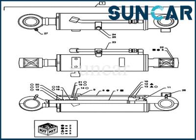 China Mini Crawler Excavator PS01V00005R300 Dozer Cylinder Piston Seal Kit CX55B Case Seal Repair Kits for sale