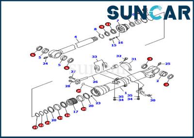 China 707-99-47570 Bucket Sealing Kit PC200-7 PC200LC-7 Models Komatsu Cylinder Repair Seal Kit for sale