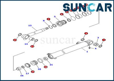 China Komatsu Inner Parts 707-98-14760 Boom Seal Kit Models PC20MR-1 PC20MRX-1 Cylinder Repair Kit for sale