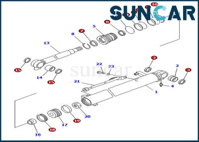 China PC20R-8 Komatsu Inner Parts 707-98-14890 Hydraulic Seal Kit Excavator Boom Cylinder Service Kit for sale