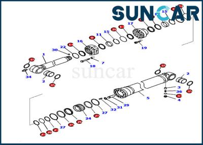 China PC210LCI-11 D375AI-8E0 721-98-02330 Komatsu Arm Cylinder Seal Kit Hydraulic Service Kit Parts for sale