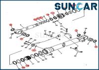 China Komatsu PC220-6 PC220LC-6 707-99-58240 Bucket Cylinder Service Kit For 2.0M Arm Excavator for sale
