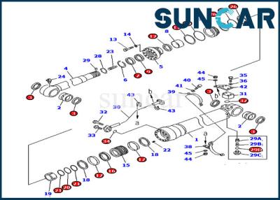 China PC220LC-6 Komatsu Seal Repair Kit 707-99-58300 7079958300 Fits 100MM Rod 140MM Bore Arm Cylinder for sale
