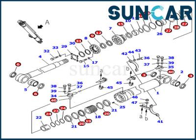 China 707-98-47841 7079847841 Boom Seal Kit Hydraulic Cylinder Fits Komatsu PC220-7 Replacement Parts for sale