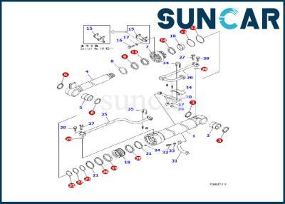 China Komatsu 707-98-46220 Boom Cylinder Sealing Kit Fits For PC228USLC-1 PC228USLC-2 Excavator for sale