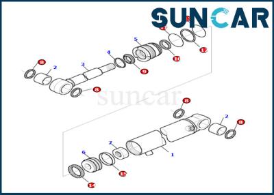 China Boom Swing Cylinder Seal Kit Komatsu 878000521 For PC27R-8 Boom Swing Cylinder Sealing Kit Oil And Wear Resistance for sale