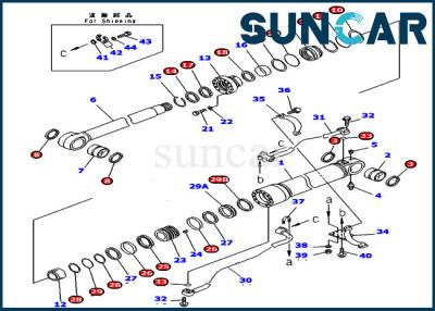 China PC300LC-7 PC360-7 707-99-58030 Komatsu Boom Service Kit Wear Resistance Cylinder Repair Seal Kit for sale