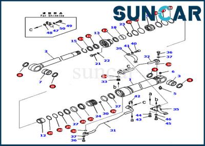 China PC350-8 PC300-8 707-99-58081 Komatsu Seal Repair Kit Boom Hydraulic Cylinder Oil Seal Kit for sale