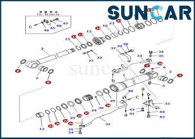 China Boom Cylinder Sealing Kit 707-99-59140 707-99-59140 Komatsu For PC360LC-10 PC390LL-10 for sale