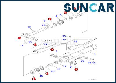 China Arm Cylinder Sealing Kit Komatsu 707-98-25260 7079825260 For PC38UU-3 Arm Cylinder Service Kit for sale