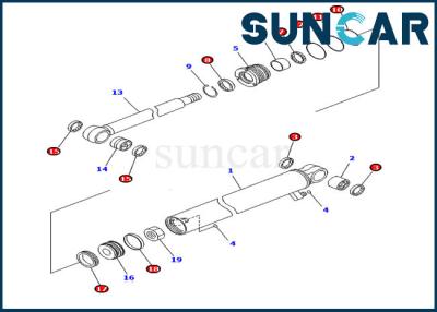 China Arm Cylinder Sealing Kit 707-98-22870 Hydraulic Repair Kits Fits Komatsu PC30MR-2 PC30MR-2-A Excavator for sale
