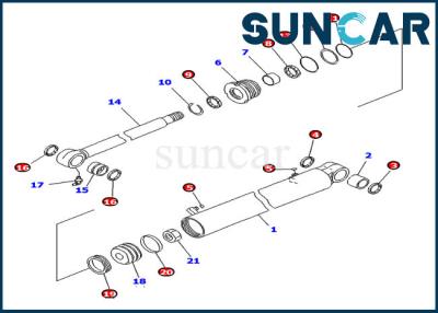 China Wear Resistance 707-98-23180 Boom Swing Cylinder Service Kit Fits For PC30MR-3 PC30MR-2 Komatsu for sale