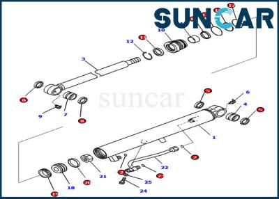 China Bucket Cylinder Service Kit 707-98-14350 7079814350 For Komatsu PC35MR-3 PC30MR-3 Model Parts for sale