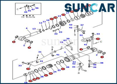 China 707-99-69525 7079969525 Arm Cylinder Service Kit For PC400-6C PC400LC-6Z KOMATSU Heavy Duty Boom for sale