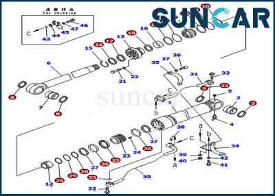 China PC400-6C PC400LC-6Z Komatsu 707-99-67305 7079967305 Excavator Boom Service Kit Hydraulic Cylinder for sale