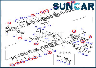 China PC400-7 PC400LC-7 Komatsu 707-99-72290 7079972290 Excavator Repair Seal Kit Bucket Hydraulic Cylinder for sale