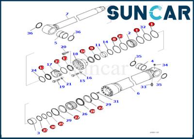 China Boom Cylinder Seal Kit 7219801720 721-98-01720 Fits PC490LCI-11 Boom Cylinder Repair Kit Komatsu for sale