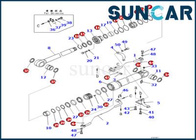 China Komatsu Boom Cylinder Sealing Kit 707-99-72131 7079972131 Boom Cylinder Seal Kit For PC500LC-8R PC500LC-8 for sale