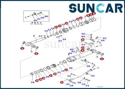China Komatsu Arm Cylinder Seal Kit 707-99-76180 707-99-76180 Fits PC500LC-8R PC500LC-8  Arm Cylinder Repair Kit for sale