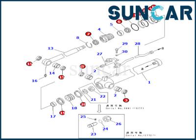 China 707-98-26620 7079826620 Arm Cylinder Seal Kit For PC50UUM-2 PC50UU-2 Arm Cylinder Sealing Kit for sale