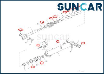 China Boom Cylinder Seal Kit Komatsu 707-99-26570 7079926570 Fits PC57-7 Boom Cylinder Sealing Kit for sale