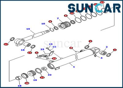 China Boom Sealing Kit 707-98-29500 Cylinder Seal Repair Kits Fits Oversea Spec. PC40MR-2 PC50MR-2 Komatsu for sale