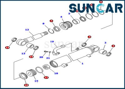 China 707-98-25820 7079825820 Arm Cylinder Service Kit For PC45-1 PC50UD-2 PC50UU-2 Komatsu Inner Parts for sale