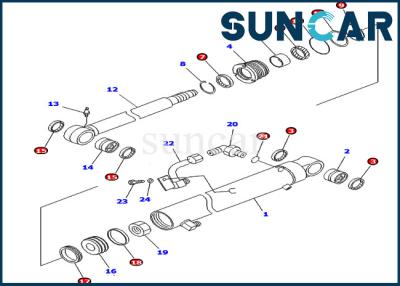 China Arm Cylinder Service Kit 707-98-25830 7079825830 Excavator Komatsu PC45MR-1 PC45MRX-1 PC45R-8 Sealing Kits for sale